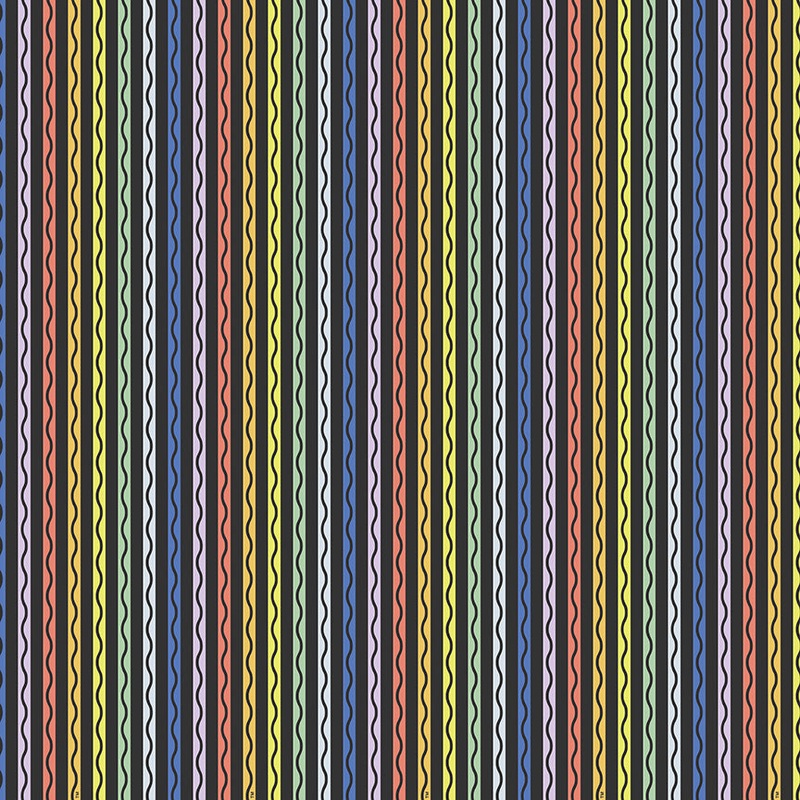New Box of Crayons / Stripe in Black - Quilting Fabrics, Sewing Tools ...