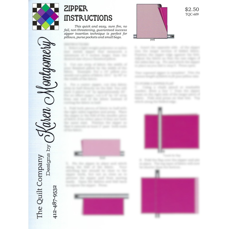 Zipper Instructions - Quilting Fabrics, Sewing Tools, Embroidery ...