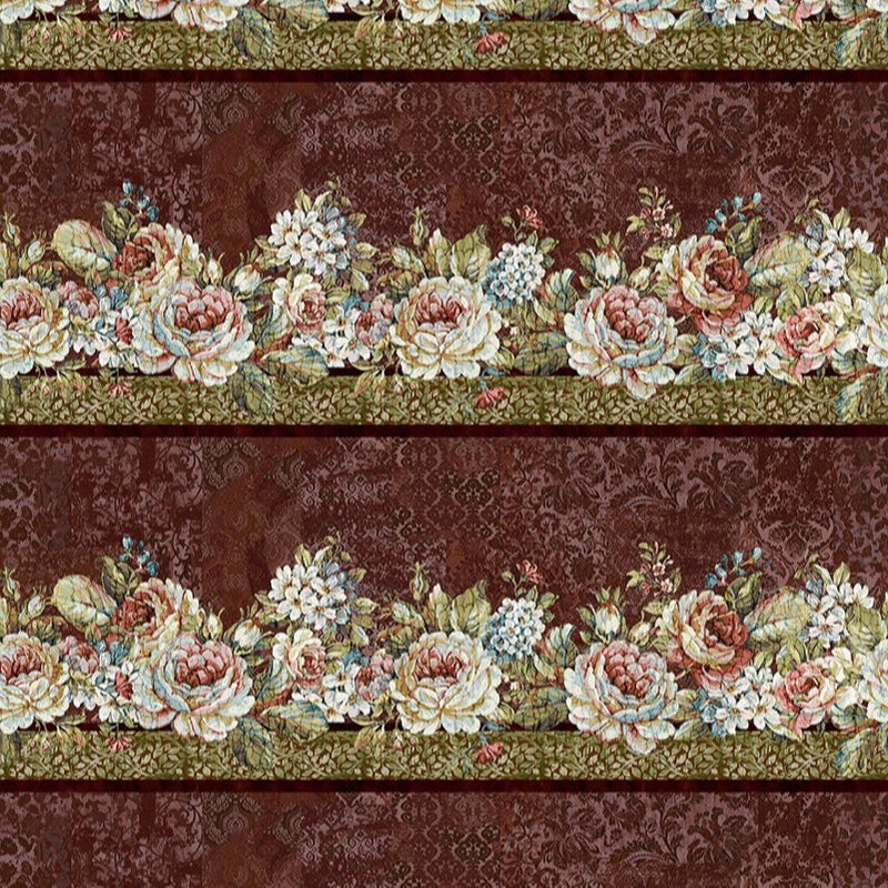 Carpet Bag Romance / Border in Red - Quilting Fabrics, Sewing Tools ...