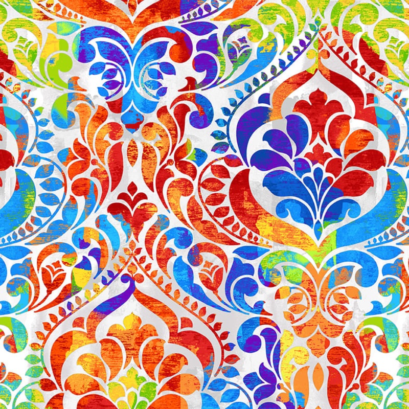 118" You Damask / Rainbow - Quilting Fabrics, Sewing Tools, Embroidery ...