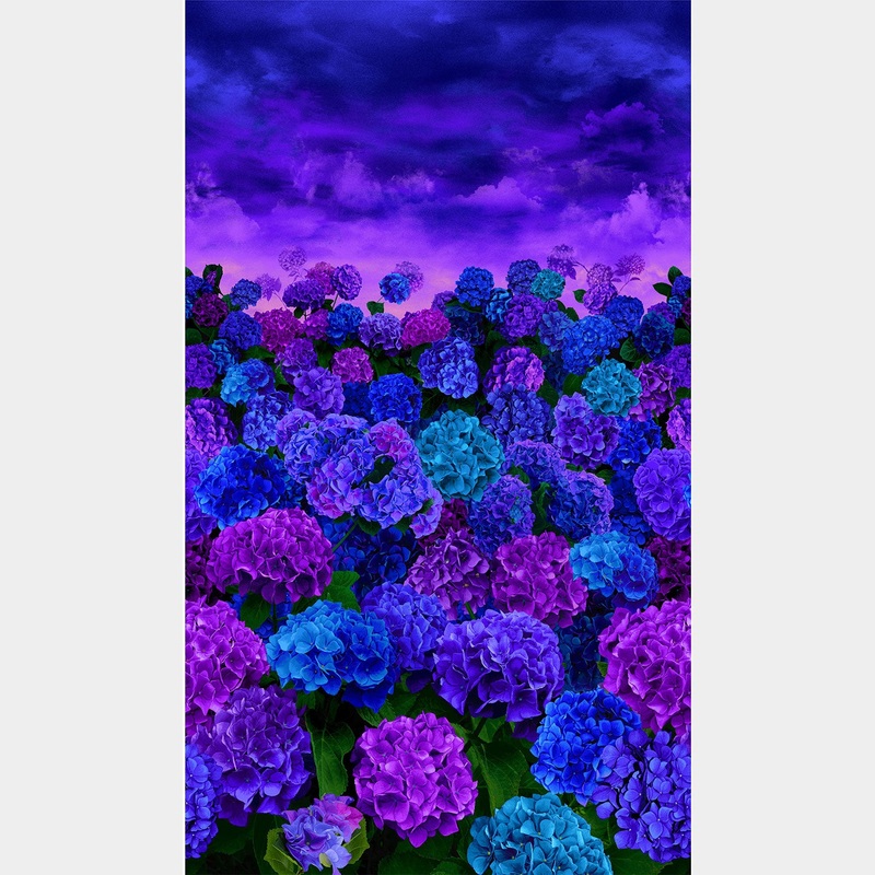 Midnight Bloom - Hydrangeas at Dusk Bloom Panel - Quilting Fabrics ...