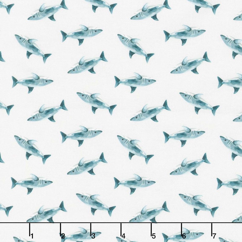 Pirates Ahoy - Sharks Grey Yardage - Quilting Fabrics, Sewing Tools ...
