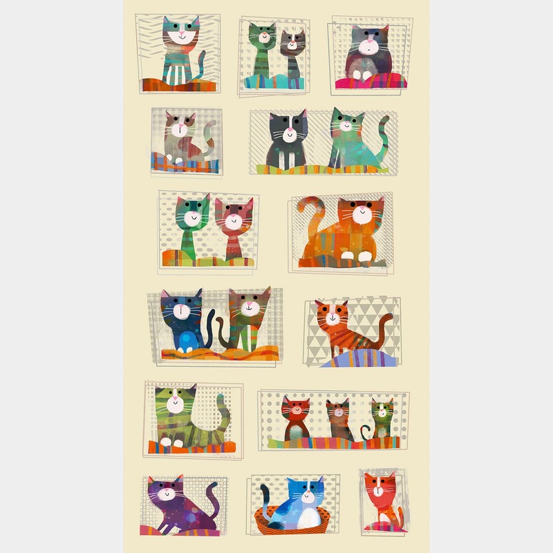 Fur-Ever Friends - Take me Home: Cats Cream Panel - Quilting Fabrics ...