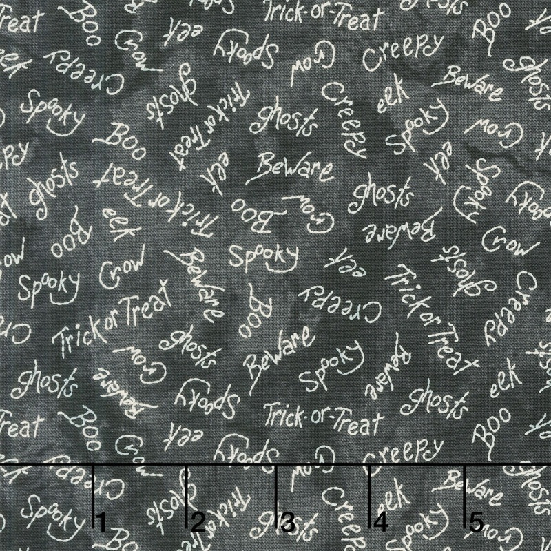 Spooky Stitches - Spooky Words Black Yardage - Quilting Fabrics, Sewing ...