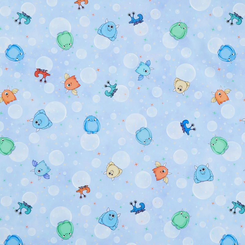Space Monsters - Monster Bubbles Light Blue Yardage - Quilting Fabrics ...
