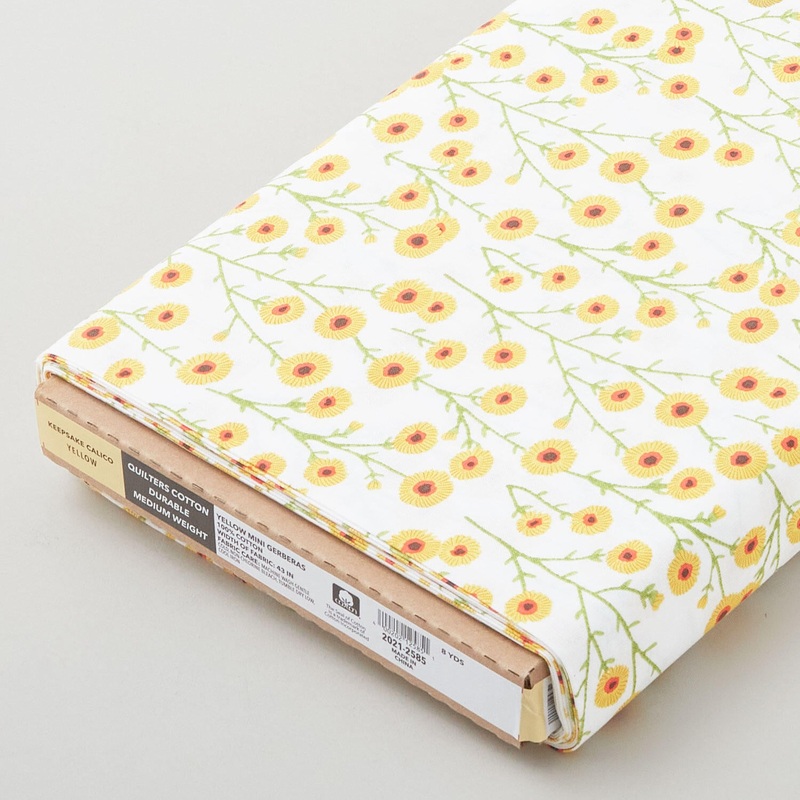 Yellow Mini Gerberas 8 Yard Bolt - Quilting Fabrics, Sewing Tools ...