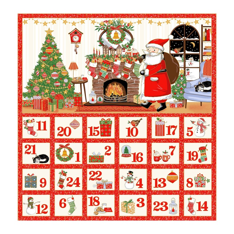 Jolly St Nick Advent Calendar Quilt Kit - Quilting Fabrics, Sewing ...