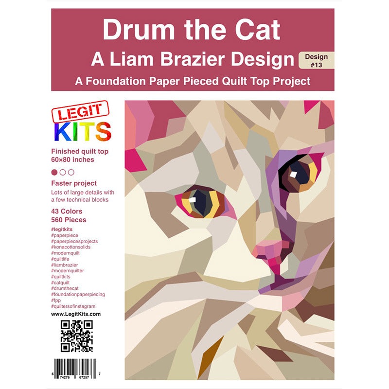 Drum the Cat Foundation Paper Pieced Quilt Pattern by Legit Kits Design ...