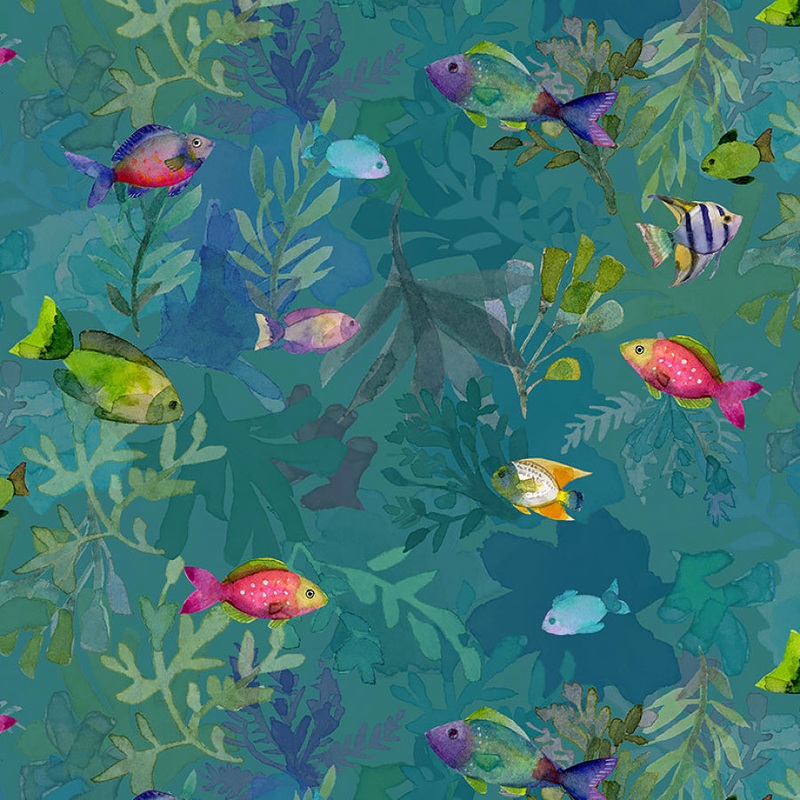 Coral Reef Fish Teal - Quilting Fabrics, Sewing Tools, Embroidery ...