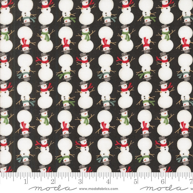 Winter Friends Snowman Stripe Charcoal Black - Quilting Fabrics, Sewing ...