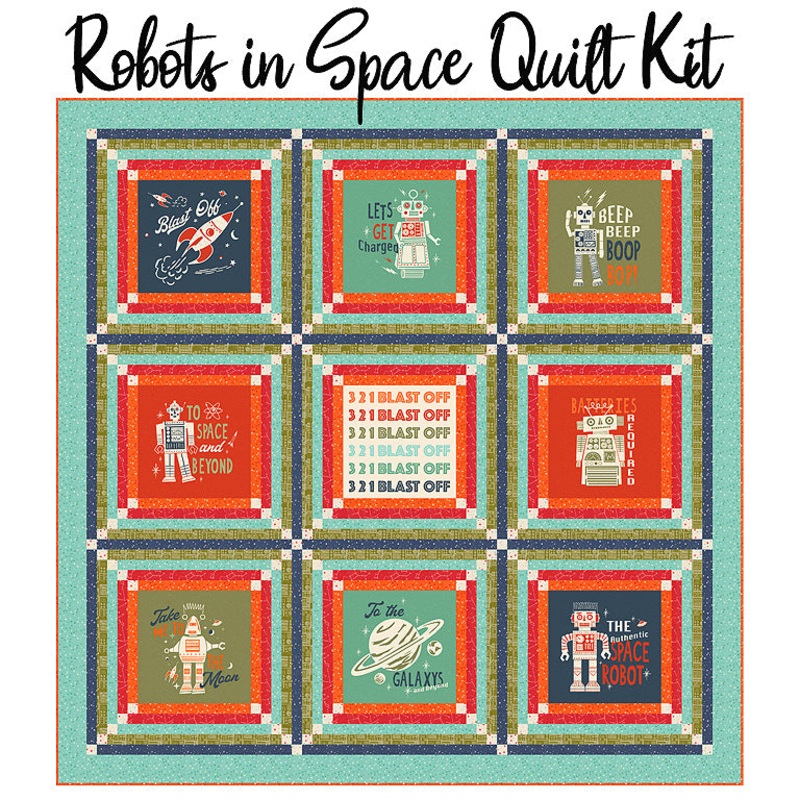 Robots in Space Quilt Kit with 321 Blast Off from Moda - Quilting ...