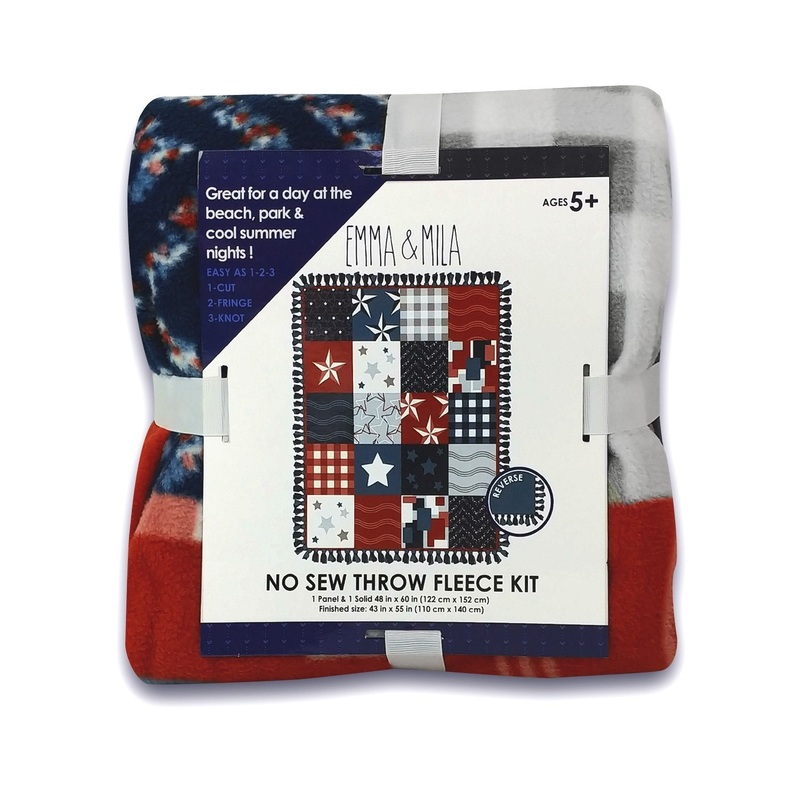 EMMA & MILA - Patchwork - No Sew Throw - Fleece- Multi 01 Multi ...